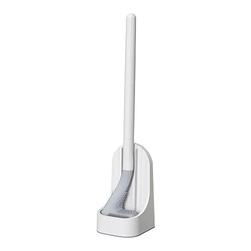 Silicone Toilet Bowl Brush Wall Mounted Floor Toilet Brush Plastic Toilet Cleaner Brush and Holder Set 3.4 X 3.5 X 16 Inch