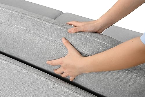 ERYE Light Gray Queen Size with 2 Pillows Modern Futon Sofa Loveseat Convertible Sleeper Couch Bed for Small Space Apartment Office Living Room Furniture Sets,Tufted Upholstered Love Seat