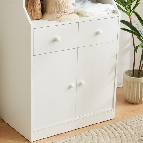 JASOYA Wardrobe Armoire Closet, Drawers and Shelves, Handles, Hanging Rod, for Bedroom ,White A