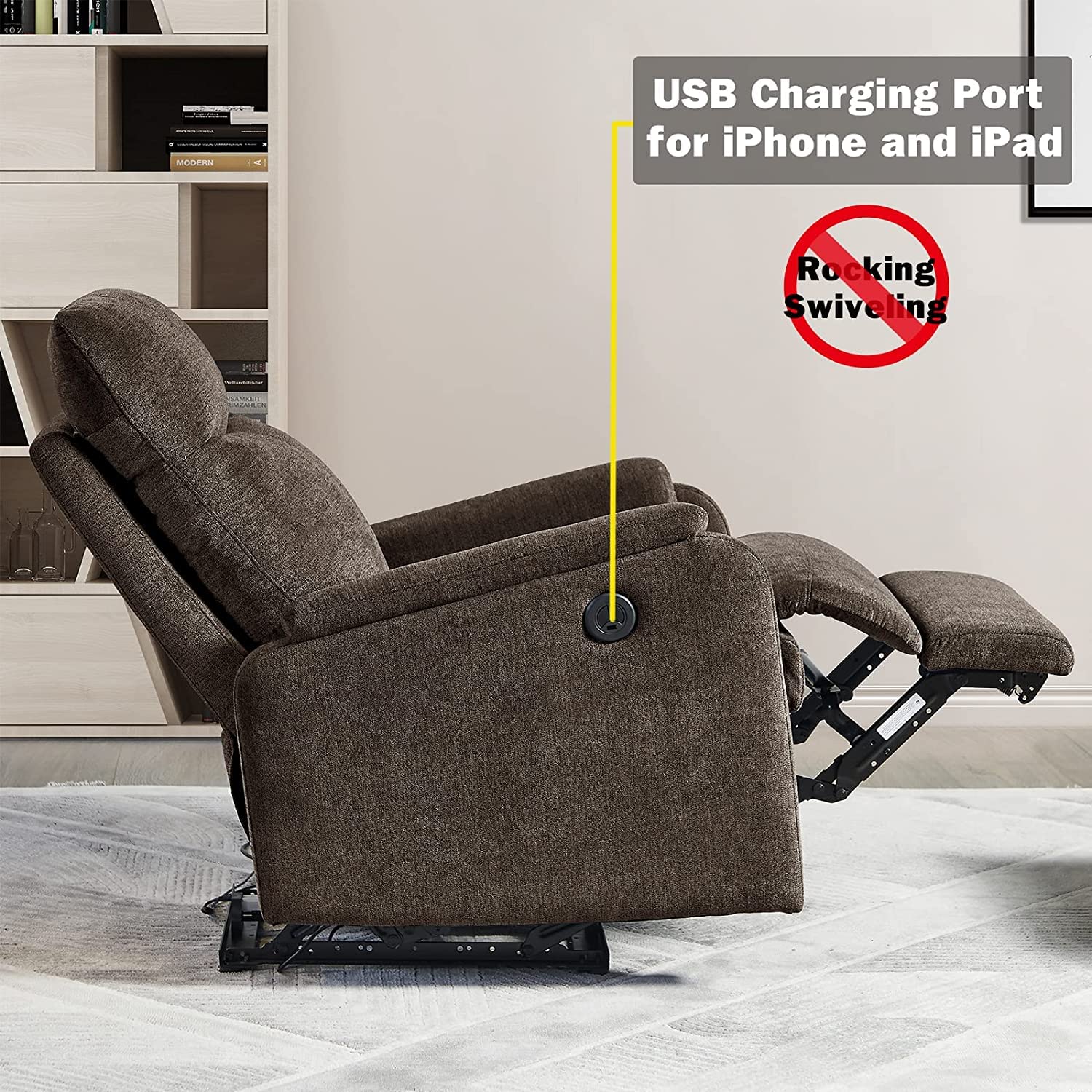 BCPHOME Electric Power, Small Recliners on Clearance,Living Room Single Sofa, Home Theater Seating with USB Port,Ergonomic Lounge Chair,Brown