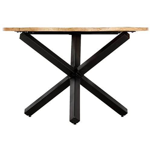 ULUYYUC Dining Table Round 47.2"x29.9" Solid Mango Wood,Multifunctional Party Table Kitchen Tables Living Room Furniture Outdoor Table for Living Room, Kitchen, Backyard, Wedding