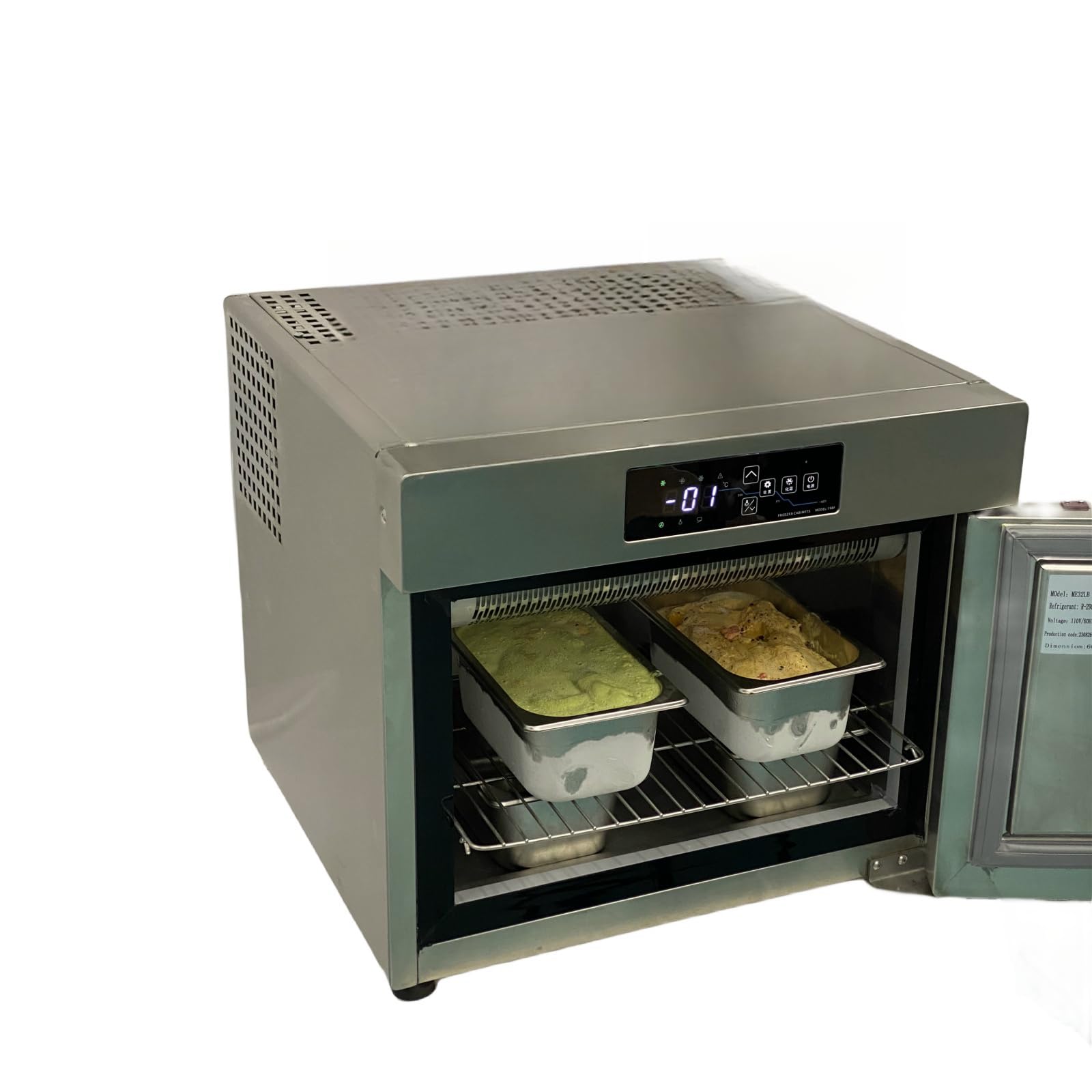Commercial 1.13 Cu.ft Fast Instant Blast Freezer, Portable Refrigerator Quick Freezing Machine with Led Digital Panel, 290W Air Cooling Chest Freezer for Ice Cream, Frozen Food