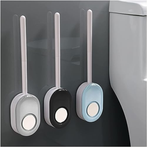 Silicone Toilet Bowl Brush with Extended Handle Toilet Brush Stylish Wall Mount Toilet Cleaner Brush with Vent Holder Set