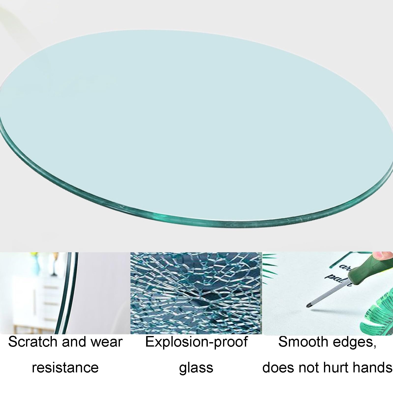 SAGIDAR Round Table Top, Table Round, Tempered Glass Round Table Top, Round Table Glass Top, 16IN 22IN 26IN 32IN 36IN, Kitchen Dining Table Top, Transparent Table Top Top for Dining Table