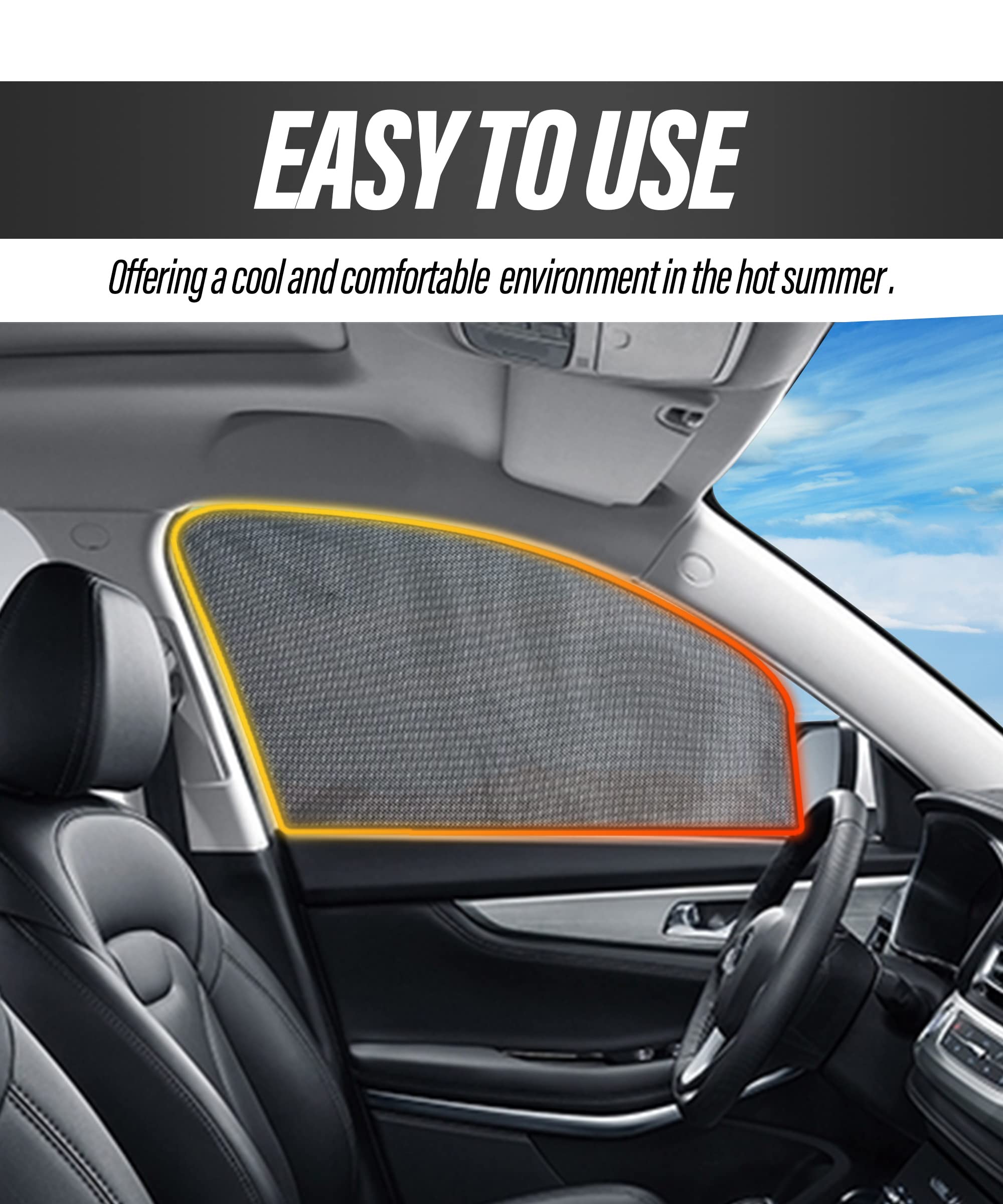 Reswish 2 Pack Universal Car Shades for Front Windows, Magnetic Side Window Sunshade, Car Window Shades (2PCS Front)