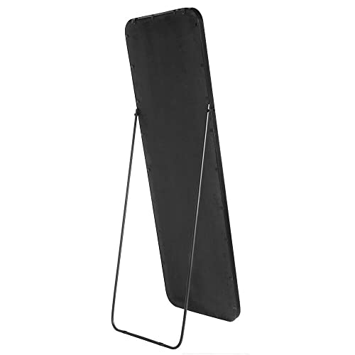 OBIOZZ Floor Mirror, Full Body Mirror Full Length Mirror Standing 64.5 Inch High Black Frame with Floor Stand Wrought Iron Full-Length Mirror Dressing Mirror for Bedroom Living Room