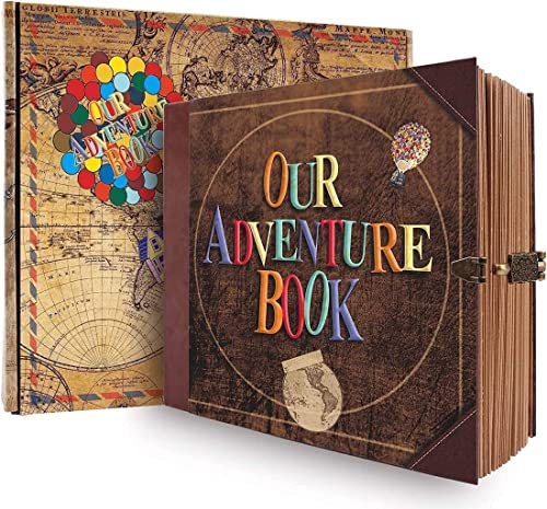 JIMBON Our Adventure Book Scrapbook Photo Album Retro Style Embossed Letter Cover Travel Diary Journal Scrap Book For Couples Memory Book Anniversary Wedding Best Friend Womens Day Gift