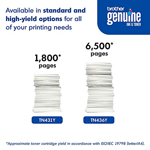 Brother Genuine Super High Yield Toner Cartridge, TN436Y, Replacement Yellow Toner, Page Yield Up To 6,500 Pages, Amazon Dash Replenishment Cartridge, TN436