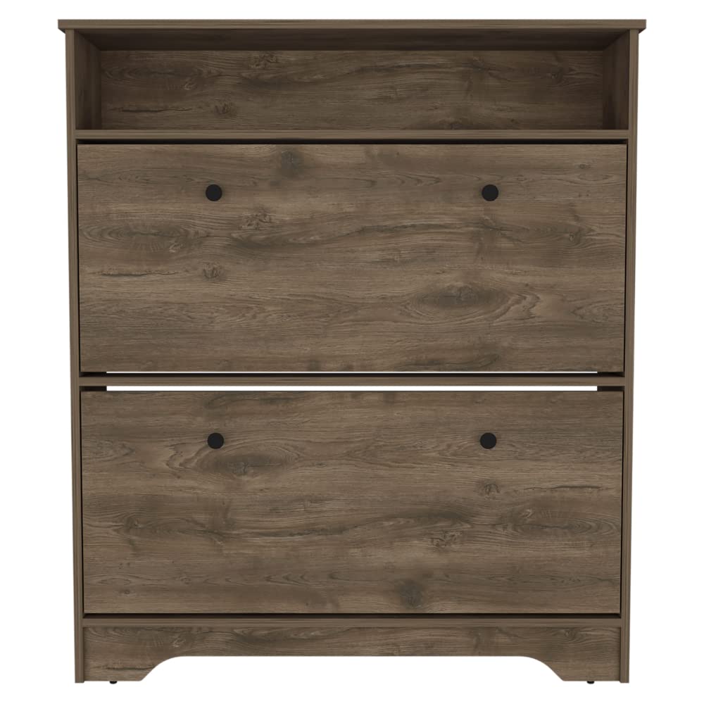 ZLECTIO Shoe Rack for Entryway, Shoe Storage Cabinet with Two Extendable Shelves and One Open Shelf, Brown Shoes Organizer for Bedroom Living Room Home Office Dorm Apartment Hallway