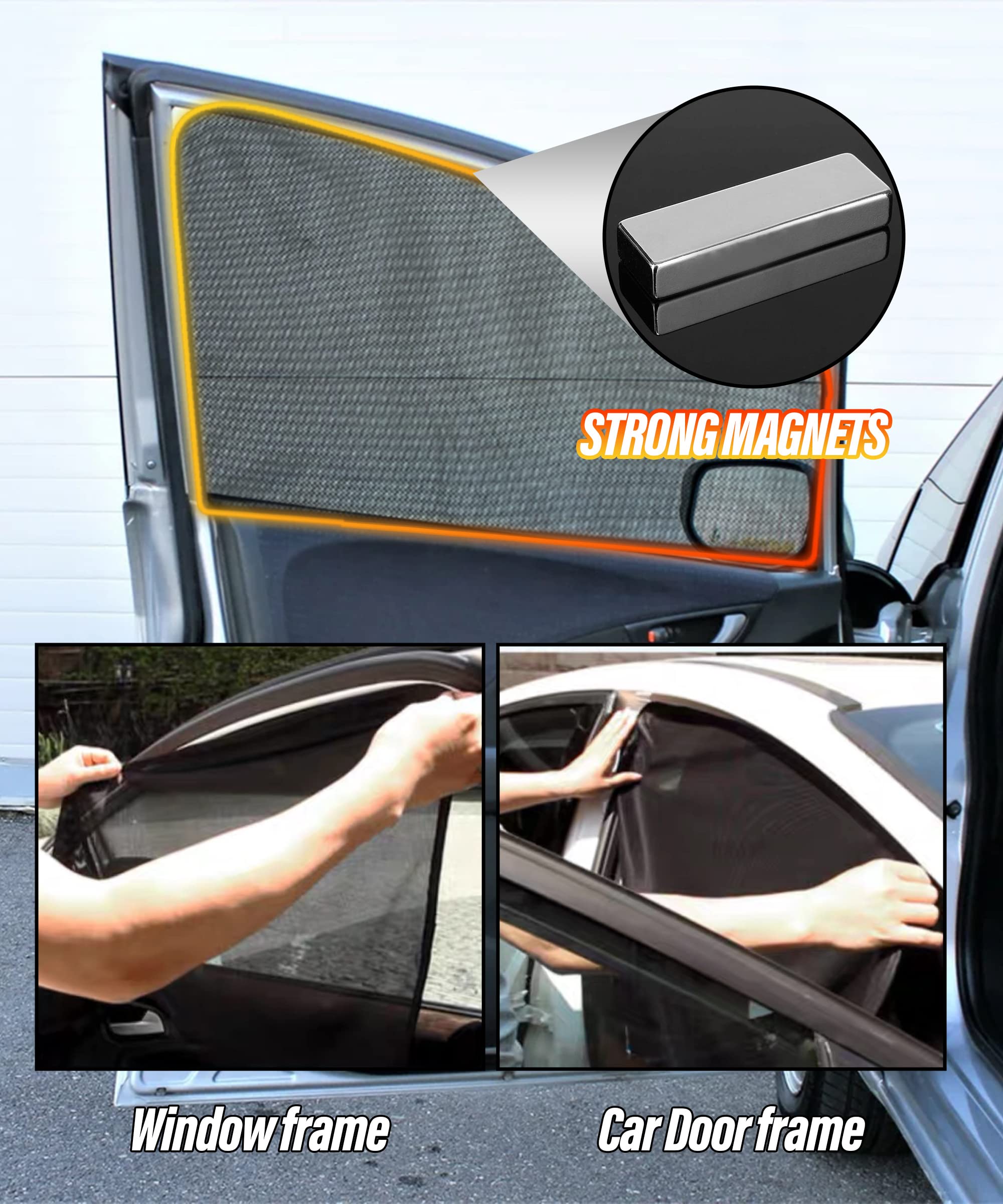 Reswish 2 Pack Universal Car Shades for Front Windows, Magnetic Side Window Sunshade, Car Window Shades (2PCS Front)