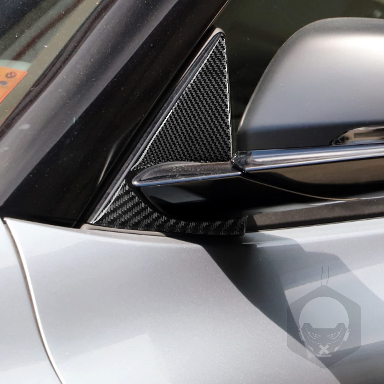 PJFUS Real Premium Carbon Fiber Car Window A-Pillar Triangle Panel Anti-Collision Cover Soft Sticker Compatible with Toyota Supra GR A90 A91 MK5 2019-2022 Auto Exterior Trim Accessories Black 4pcs