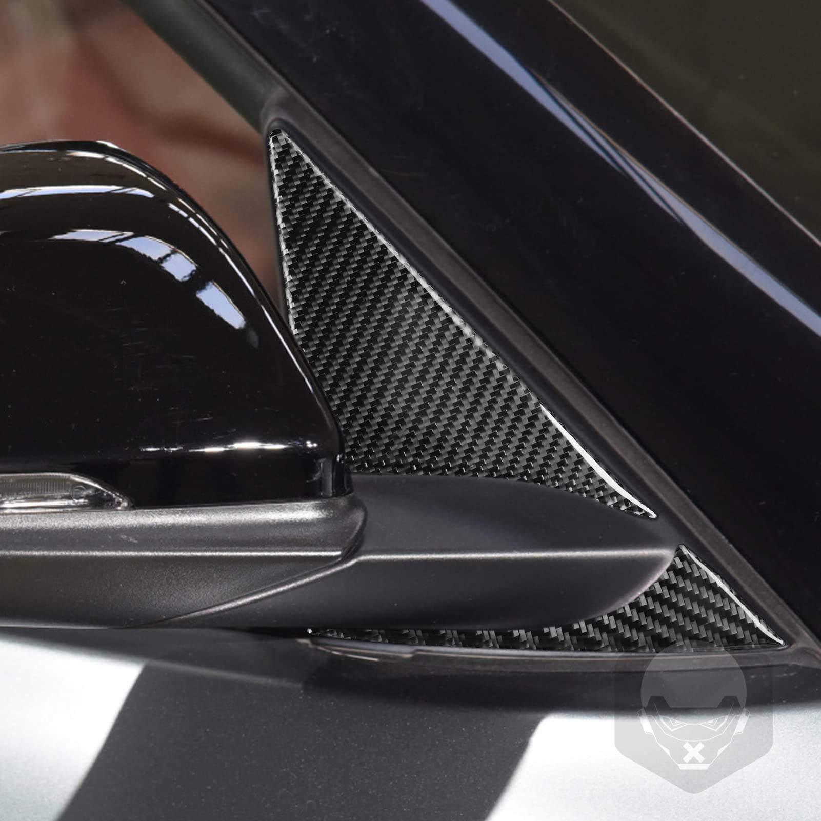 PJFUS Real Premium Carbon Fiber Car Window A-Pillar Triangle Panel Anti-Collision Cover Soft Sticker Compatible with Toyota Supra GR A90 A91 MK5 2019-2022 Auto Exterior Trim Accessories Black 4pcs