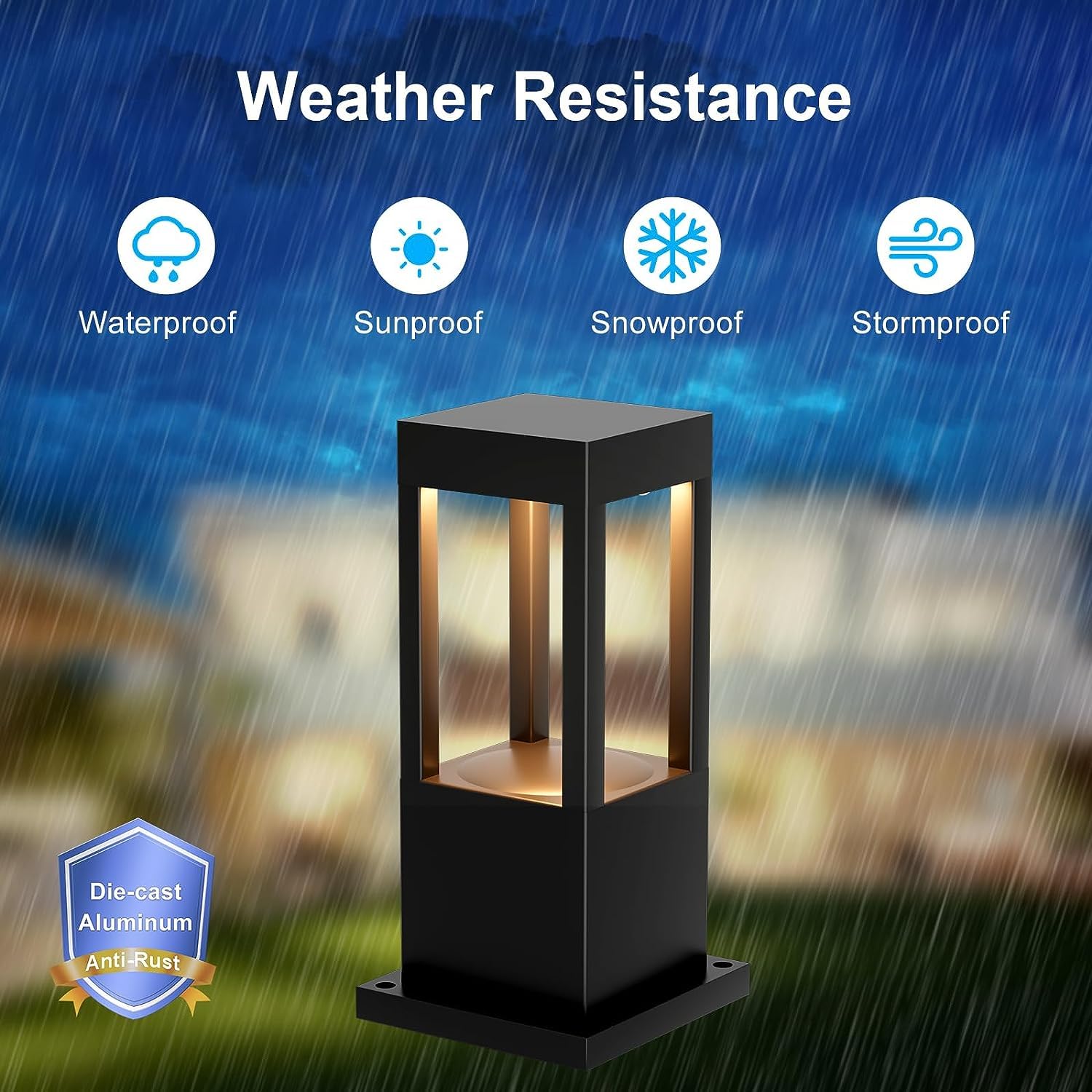 DMOYS Modern Landscape Path Light, Outdoor IP65 Waterproof Post Light Fixture, LED Minimalist Garden Floor Lamp Pillar Lantern Column Lamp for Lawn, Patio, Courtyard and Driveway Decoration