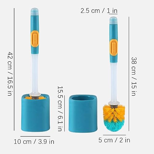 SAAKO Toilet Bowl Brush and Holder Set Home Toilet Brush Plastic Long Handle Hydraulic Toilet Cleaner Brush Bathroom Cleaning