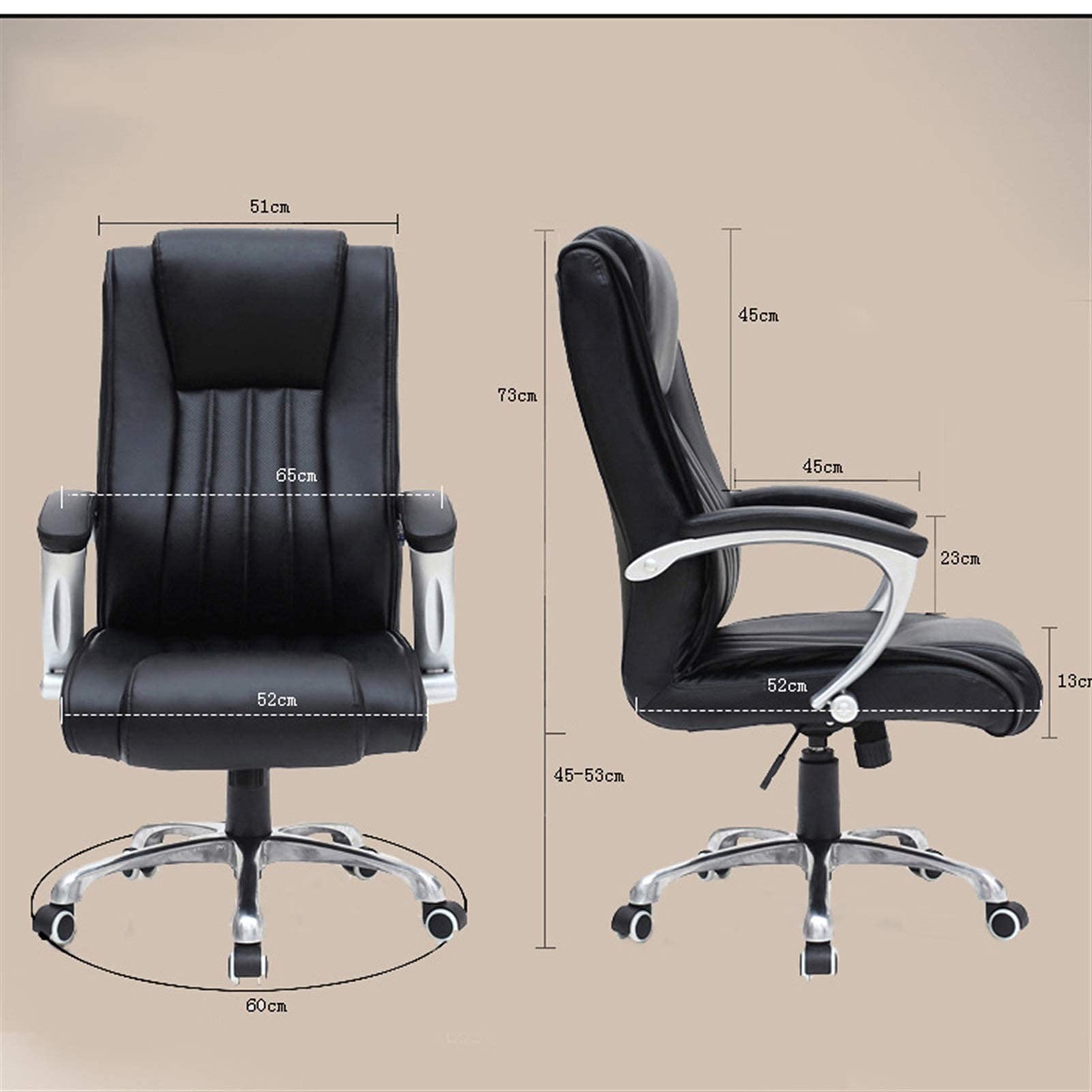 Family Boss Chairs Office Chairs Ergonomic Office Chair Black High Back Leather Computer Desk Chairs Adjustable Tilt Angle for Man and Women Beige