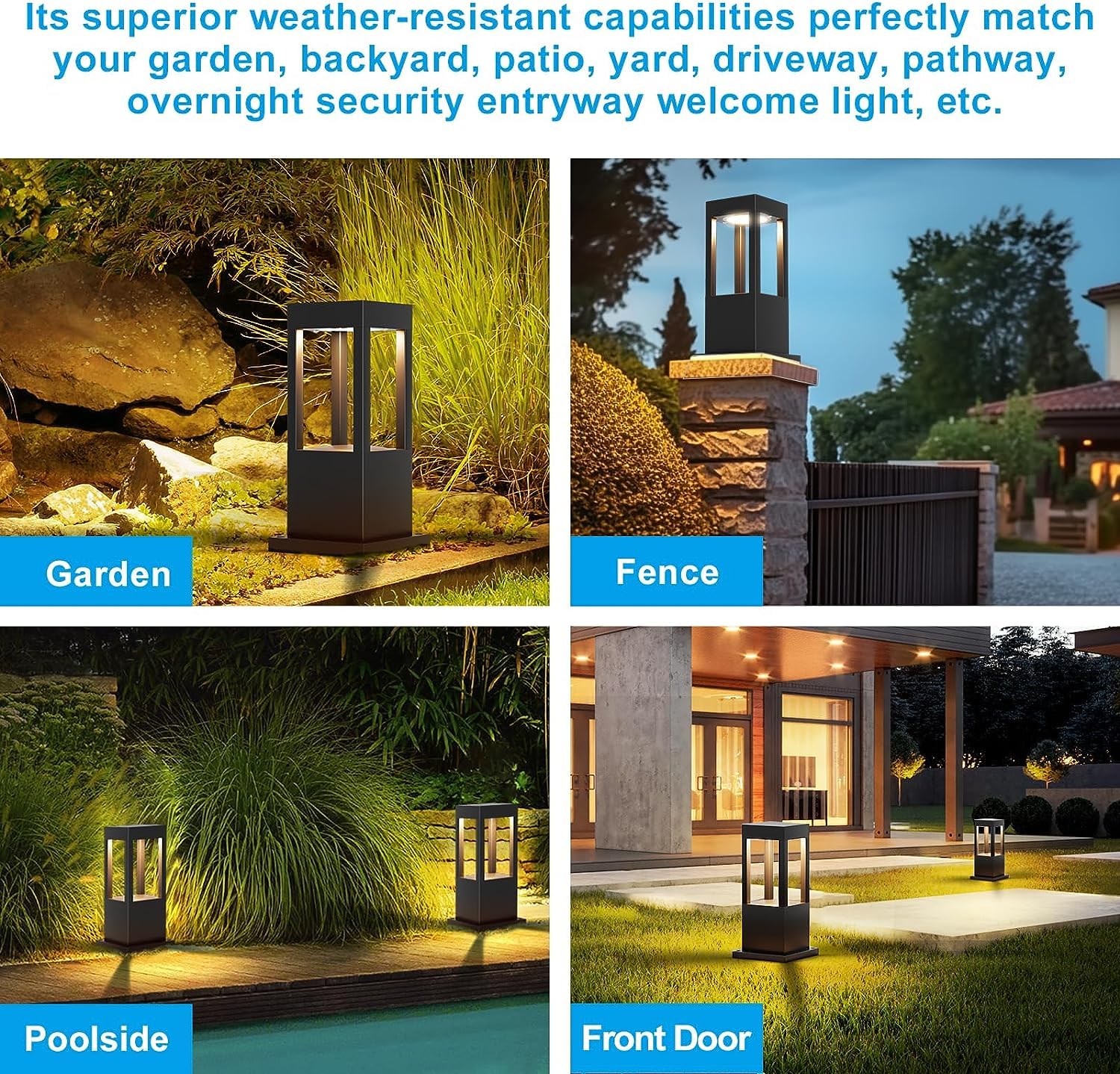 DMOYS Modern Landscape Path Light, Outdoor IP65 Waterproof Post Light Fixture, LED Minimalist Garden Floor Lamp Pillar Lantern Column Lamp for Lawn, Patio, Courtyard and Driveway Decoration