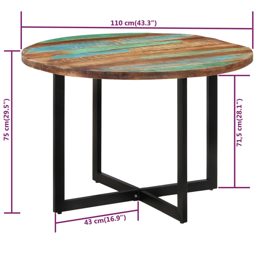 ULUYYUC Dining Table 43.3"x29.5" Solid Wood Reclaimed,Multifunctional Party Table Kitchen Tables Living Room Furniture Outdoor Table for Living Room, Kitchen, Backyard, Wedding