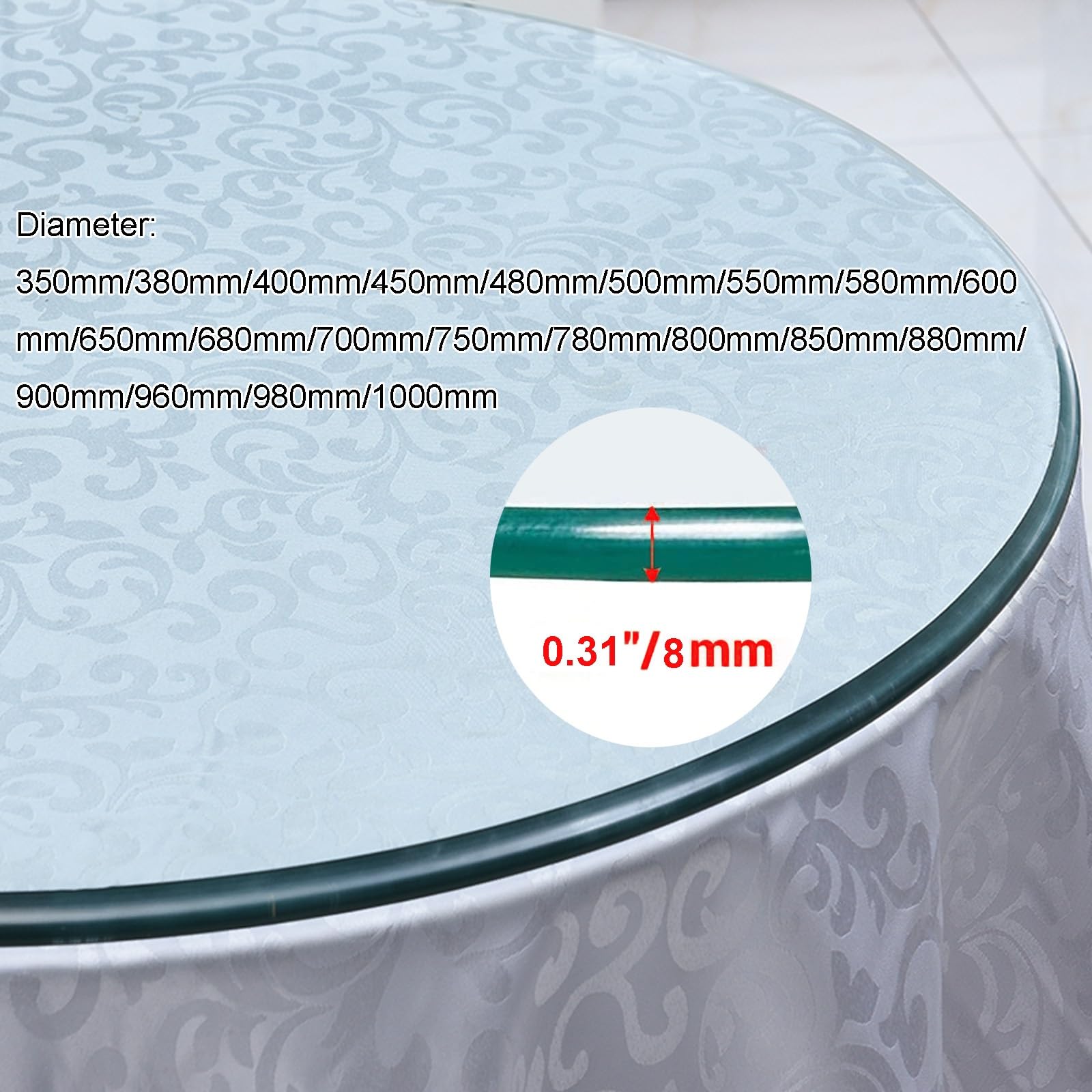 SAGIDAR Round Table Top, Table Round, Tempered Glass Round Table Top, Round Table Glass Top, 16IN 22IN 26IN 32IN 36IN, Kitchen Dining Table Top, Transparent Table Top Top for Dining Table