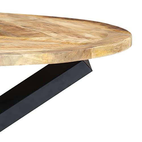 ULUYYUC Dining Table Round 47.2"x29.9" Solid Mango Wood,Multifunctional Party Table Kitchen Tables Living Room Furniture Outdoor Table for Living Room, Kitchen, Backyard, Wedding