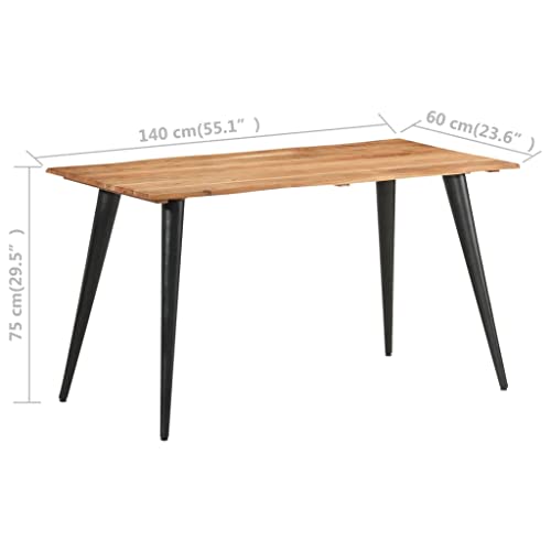 YPWRENH Cocktail Table Farmhouse End Tables Dining Table with Live Edges 55.1"x23.6"x29.5" Solid Acacia Wood for Dining Room, Kitchen or Living Room