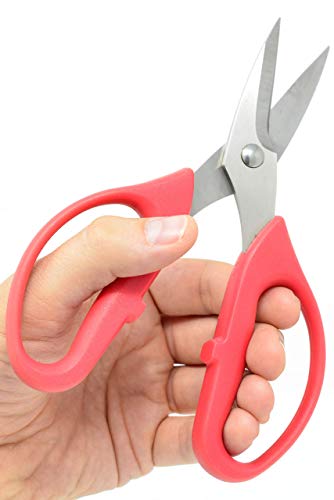 Leather Scissors. Small, Sharp Stainless Steel Durable Blades - Effortless Cutting - Large Comfortable Shears for Crafting, Sewing, Clay Bead Kit, Tailor, Belts, Fabric, Cotton, Cloth, Office, Home