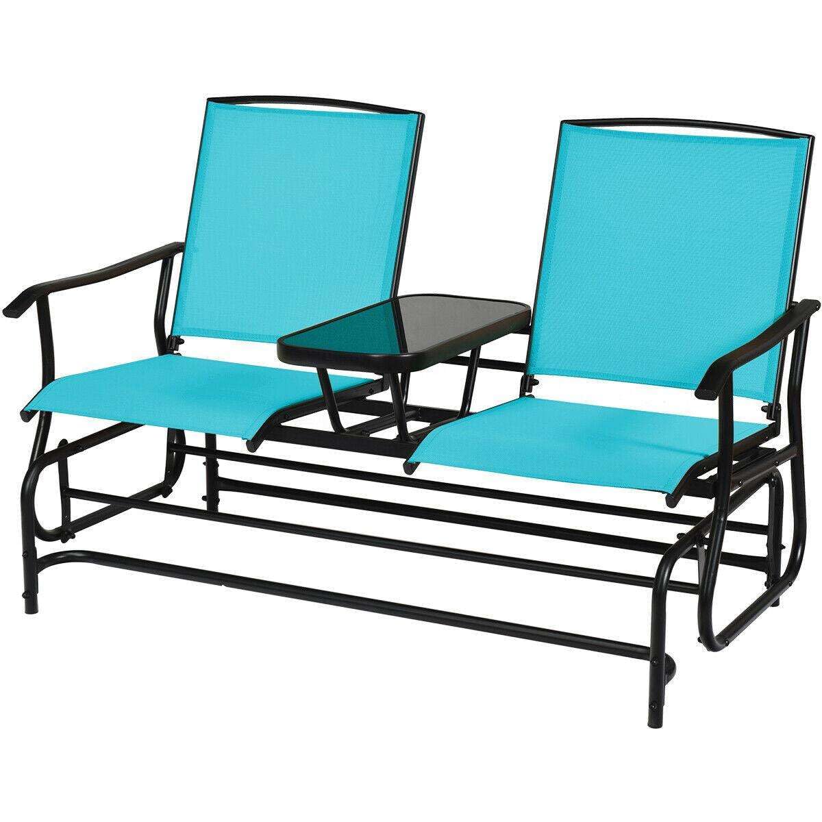 UYSB 2 Person Outdoor Patio Double Chair Rocking Turquoise Chair Rocking Chair Rocker Chair Rocker Camp Chair Rocker Recliner Rocking Camp Chair Rocking Chairs Outdoor Rocking Chair