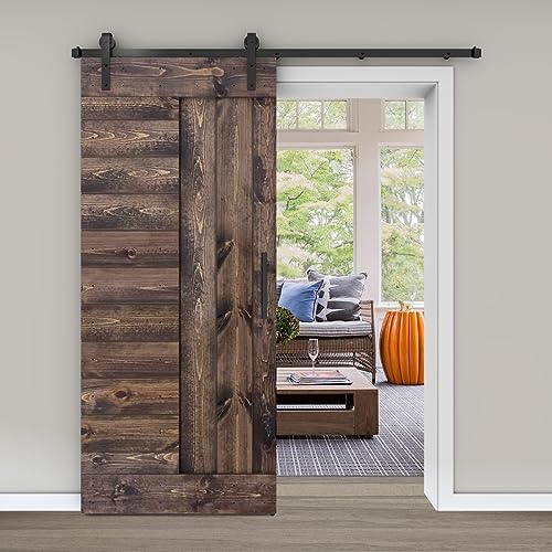 Sliding Barn Door 36 in x 84 in, Made-in-USA, Customizable Solid Wood Barn Door Included 6.25ft Hardware Kit and Pull Handle, Easy Assembly Dark Brown, Rosaic Series
