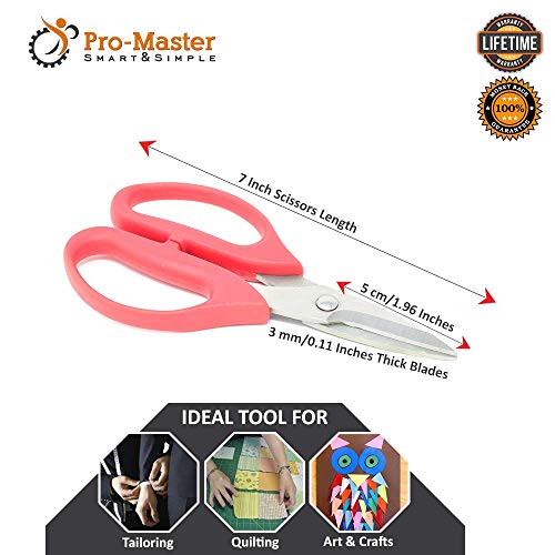 Leather Scissors. Small, Sharp Stainless Steel Durable Blades - Effortless Cutting - Large Comfortable Shears for Crafting, Sewing, Clay Bead Kit, Tailor, Belts, Fabric, Cotton, Cloth, Office, Home