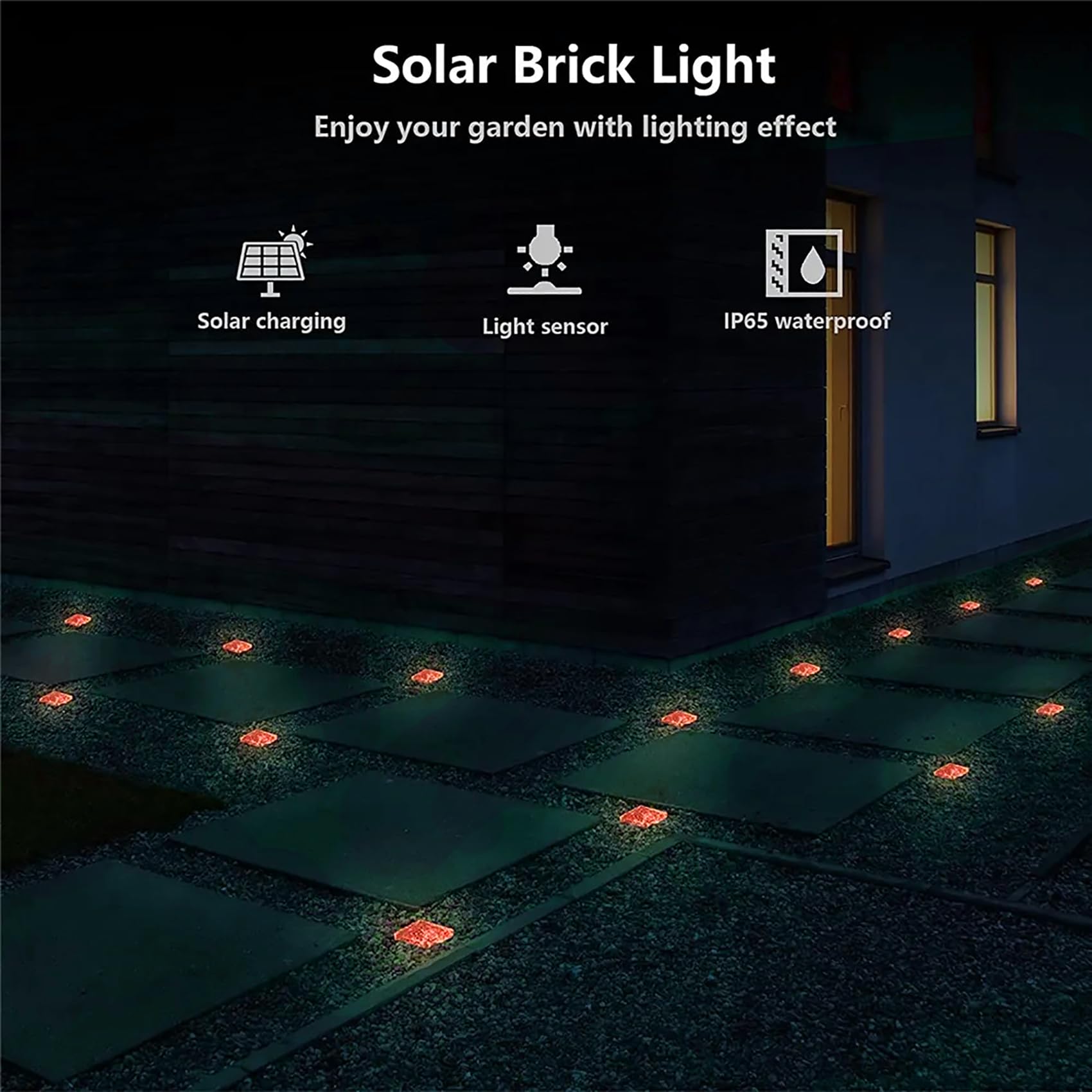 keeda Solar Brick Lights Waterproof Solar Path Ice Cube Lights Outdoor LED Decorative Ice Block Floor Tile Lights for Garden, Pathway, Patio, Walkway (Red, Pack of 1)