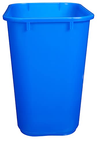 AmazonCommercial 7 Gallon Commercial Office Wastebasket, Blue w/Recycle Logo, 2-Pack