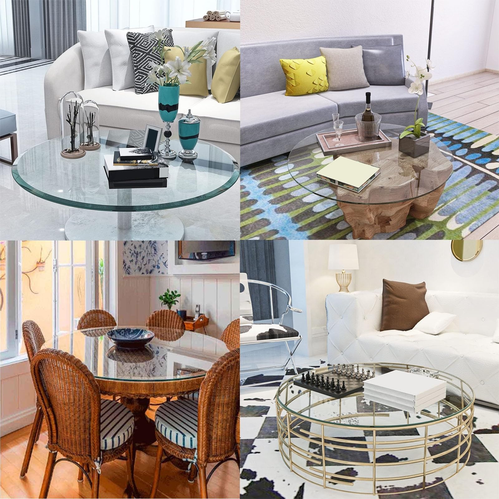 SAGIDAR Round Table Top, Table Round, Tempered Glass Round Table Top, Round Table Glass Top, 16IN 22IN 26IN 32IN 36IN, Kitchen Dining Table Top, Transparent Table Top Top for Dining Table