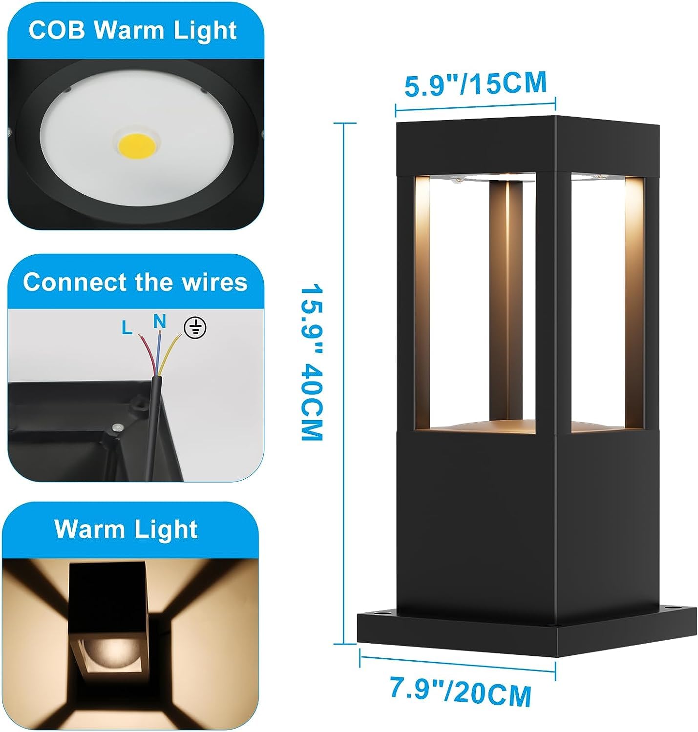 DMOYS Modern Landscape Path Light, Outdoor IP65 Waterproof Post Light Fixture, LED Minimalist Garden Floor Lamp Pillar Lantern Column Lamp for Lawn, Patio, Courtyard and Driveway Decoration