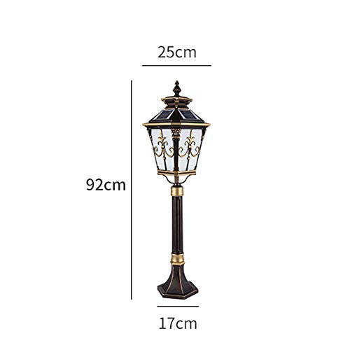 Vintage Solar Column Light LED Post Lamp Outdoor Retro Glass Lantern European Antique Aluminum Metal Courtyard Lighting Park Community Path Street Light Victorian High Pole Lamp IP65 Deck Patio