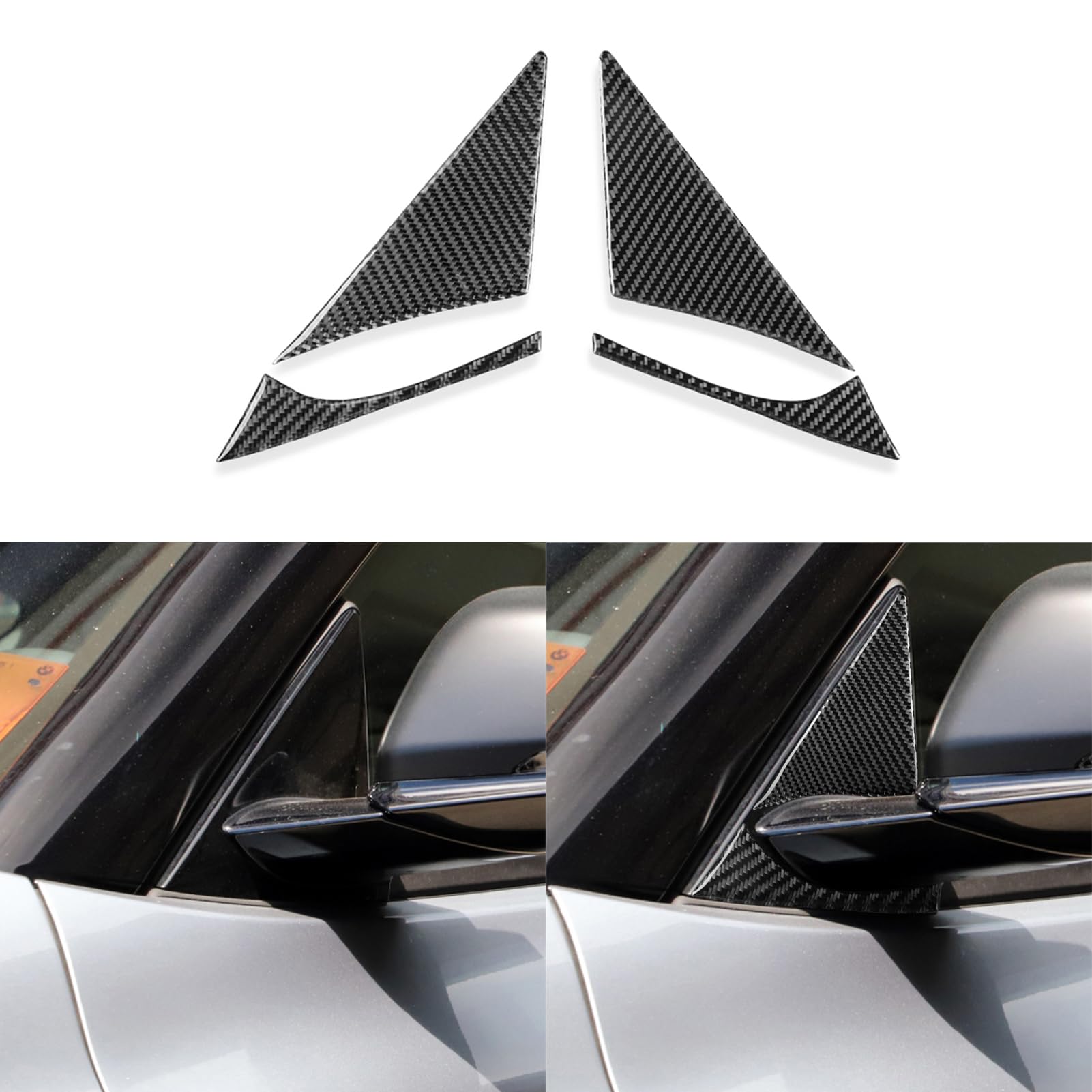 PJFUS Real Premium Carbon Fiber Car Window A-Pillar Triangle Panel Anti-Collision Cover Soft Sticker Compatible with Toyota Supra GR A90 A91 MK5 2019-2022 Auto Exterior Trim Accessories Black 4pcs