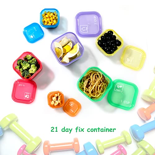 BHYTAKI Portion Control Containers, Double Set (14 Pieces) 21 Day Fix Container and Food Plan, 21 Day Food Portion Containers for Weight Loss with Tally Chart and Food Plan