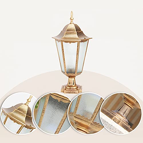 Retro Post Light Aluminum Garden Pillar Lamp Outdoor Lighting Column Lamp Waterproof IP65 Street Light Glass Lantern Gate Stigma Light Courtyard Landscape Light Fence Lawn Porch Deck Garage