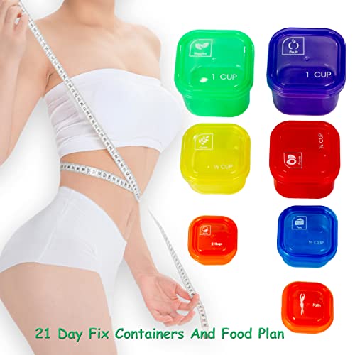BHYTAKI Portion Control Containers, Double Set (14 Pieces) 21 Day Fix Container and Food Plan, 21 Day Food Portion Containers for Weight Loss with Tally Chart and Food Plan