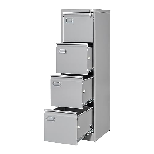 Yizosh 4 Drawer File Cabinet with Lock, Filing Cabinets for Home Office, Metal Locking Office File Storage Cabinets with Drawers, Vertical Small Filing Cabinet Organizer for Legal/A4