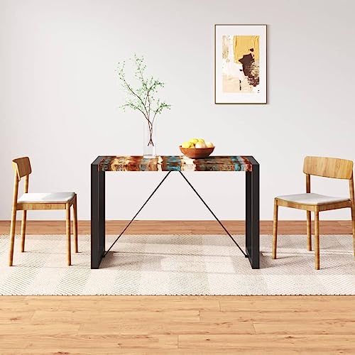 ULUYYUC Dining Table Solid Reclaimed Wood 47.2",Office Desks Patio Table Party Table Kitchen Tables Kitchen Furniture Outdoor Table for Living Room bar Bistro Kitchen Island