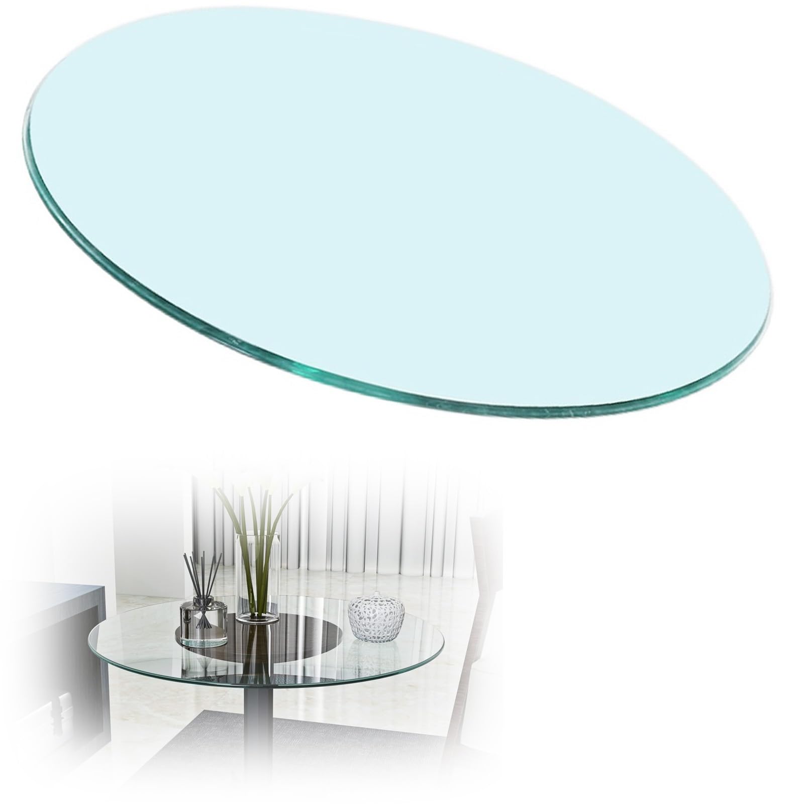 SAGIDAR Round Table Top, Table Round, Tempered Glass Round Table Top, Round Table Glass Top, 16IN 22IN 26IN 32IN 36IN, Kitchen Dining Table Top, Transparent Table Top Top for Dining Table