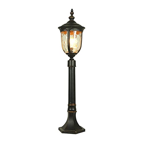Victoria Glass Lantern Outdoor Floor Light Gate Landscape Street Lighting Fixture with Beveled Clear Antique Glass Pillar Post Lamps Victorian Column Light Lantern for Patio Porch Decora