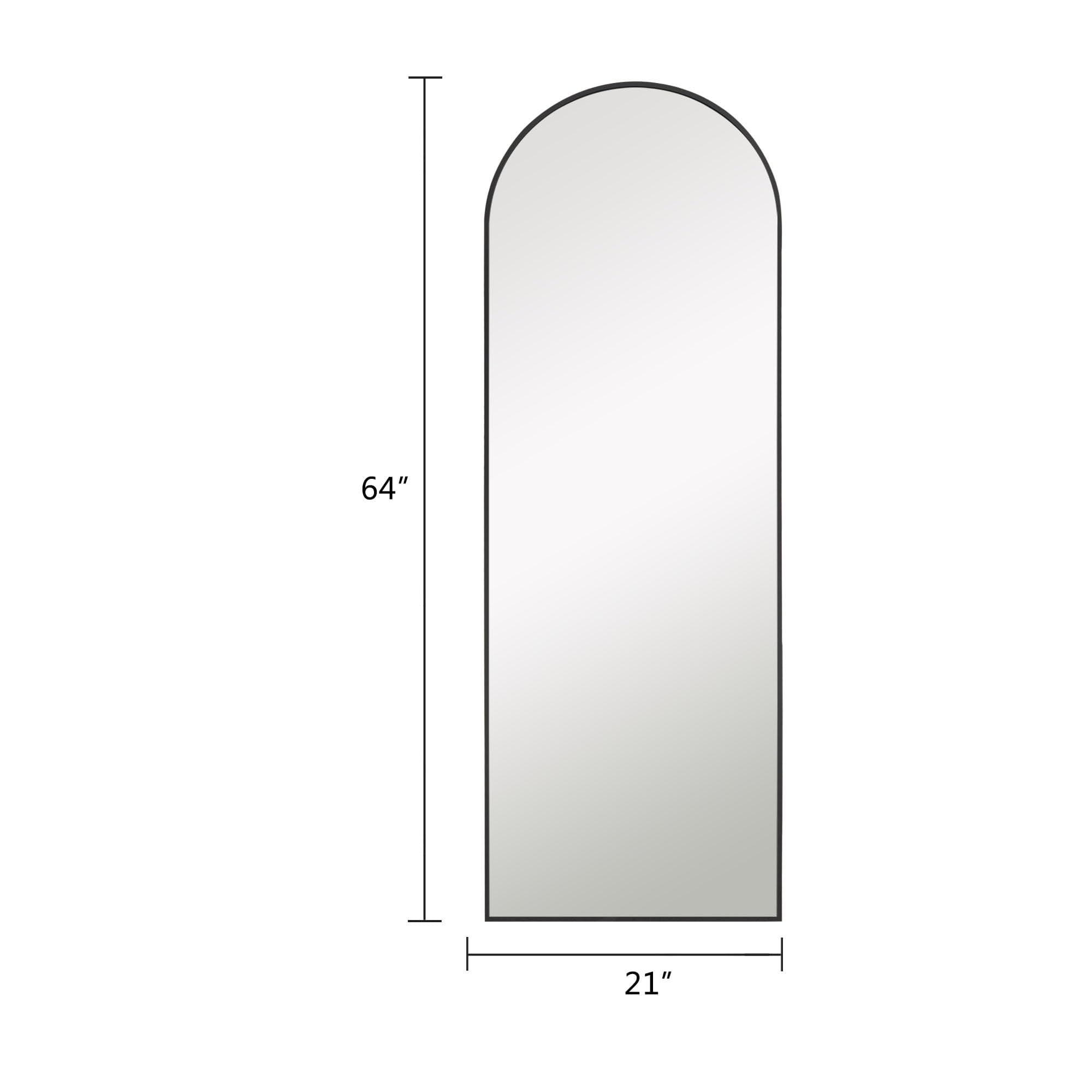 DaNeti Aluminum Alloy Full-Length Mirror Arch Decorative Mirror 64"*21",Black with Bracket