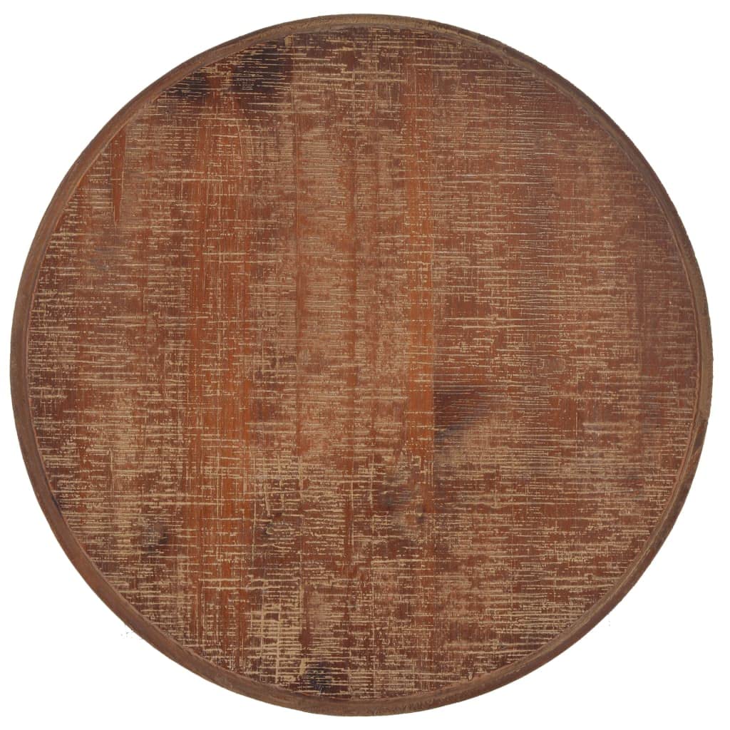 GOLINPEILO Solid Wood Round Side Table with Steel Base, Wood End Table Bedside Table for Bed Room, Coffee Tea End Table for Living Room, Solid Fir Wood 15.7" x25.2" Brown