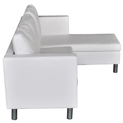 ULUYYUC Sectional Sofa,L-Shaped Leather Parlor Sofa Modern Sofa Guest Sofa with Chaise Suitable for Living Room Apartment Home Office 3-Seater Artificial Leather White