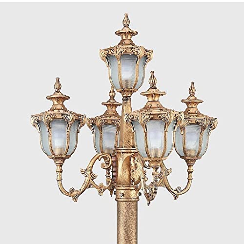 High Pole Street Lamp 5-Lights Outdoor Pillar Post Lantern IP55 Waterproof Rainproof Landscape Lighting Retro Post Light Driveway Pathway Aluminum Column Lamp