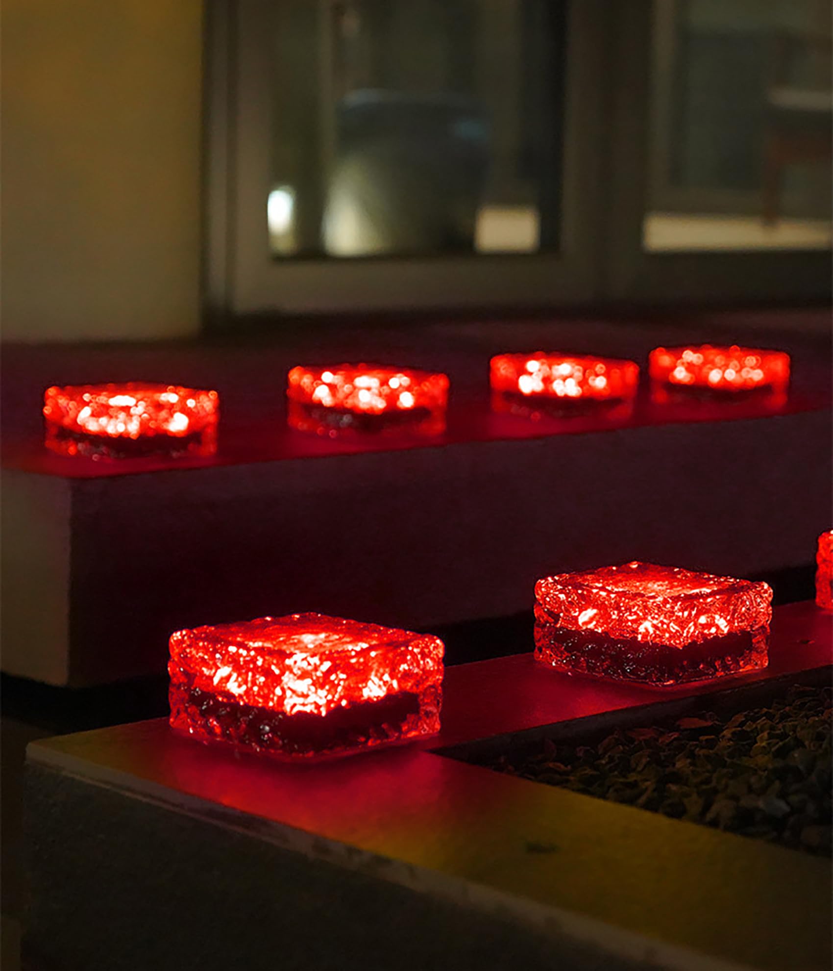keeda Solar Brick Lights Waterproof Solar Path Ice Cube Lights Outdoor LED Decorative Ice Block Floor Tile Lights for Garden, Pathway, Patio, Walkway (Red, Pack of 1)