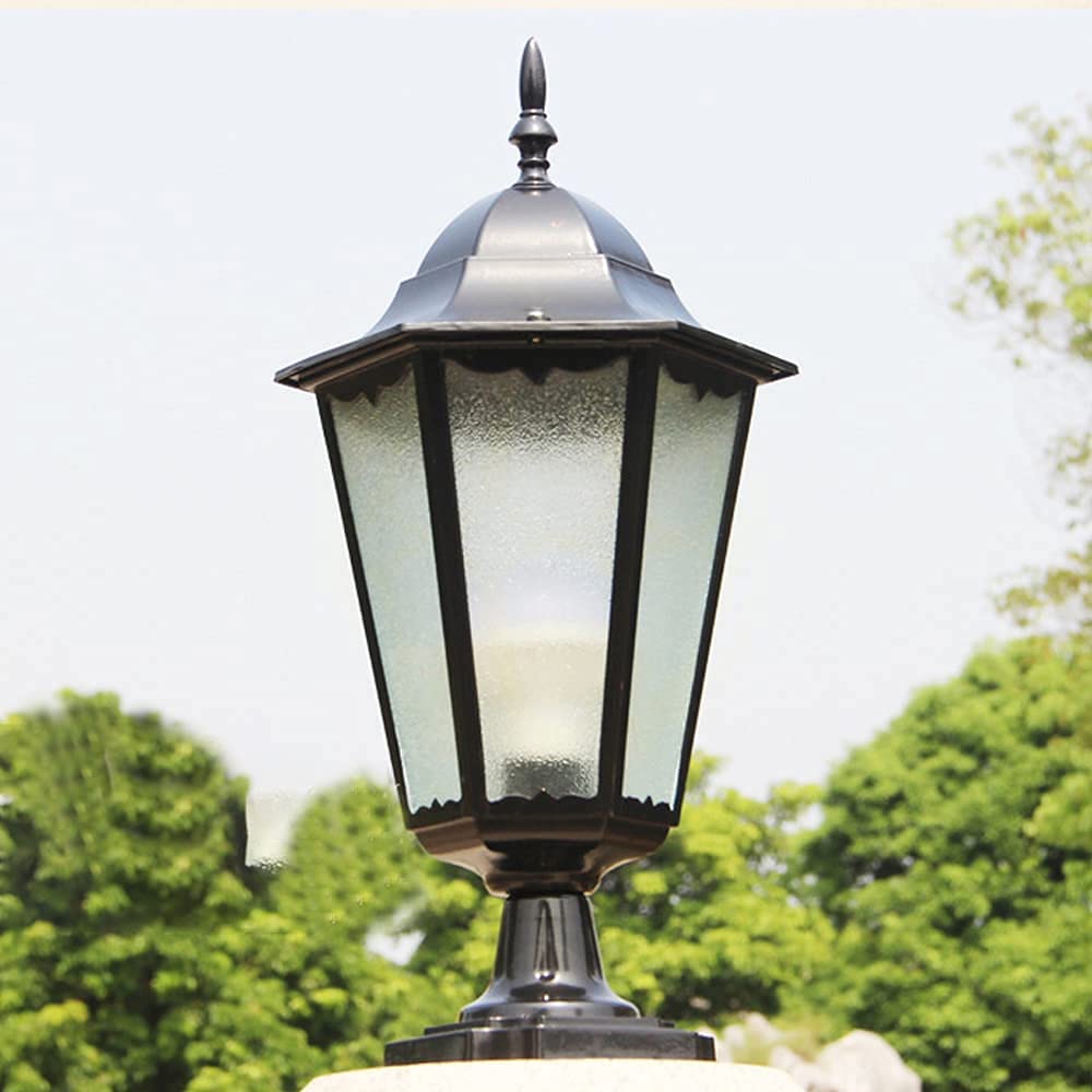 Retro Post Light Aluminum Garden Pillar Lamp Outdoor Lighting Column Lamp Waterproof IP65 Street Light Glass Lantern Gate Stigma Light Courtyard Landscape Light Fence Lawn Porch Deck Garage