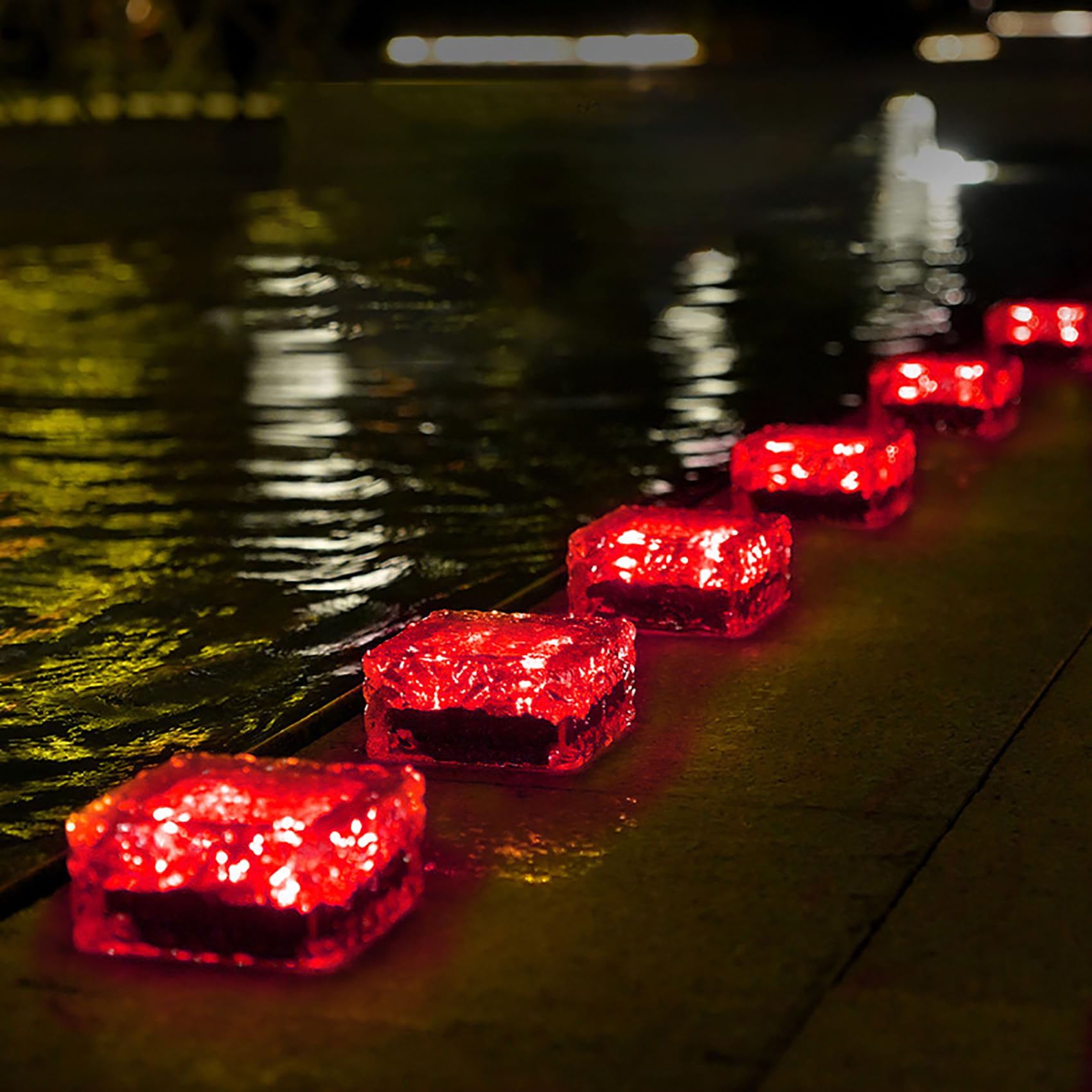 keeda Solar Brick Lights Waterproof Solar Path Ice Cube Lights Outdoor LED Decorative Ice Block Floor Tile Lights for Garden, Pathway, Patio, Walkway (Red, Pack of 1)