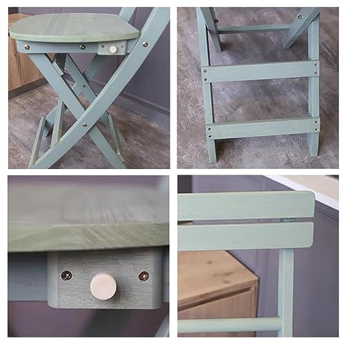 Folding Bar Stool, Counter Height Stool, Dining Chair with Backrest and Footrest, Bamboo, Foldable Outdoor Leisure Chair for Home Kitchen(Green)