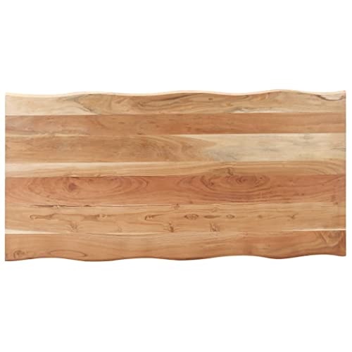 YPWRENH Cocktail Table Farmhouse End Tables Dining Table with Live Edges 55.1"x23.6"x29.5" Solid Acacia Wood for Dining Room, Kitchen or Living Room
